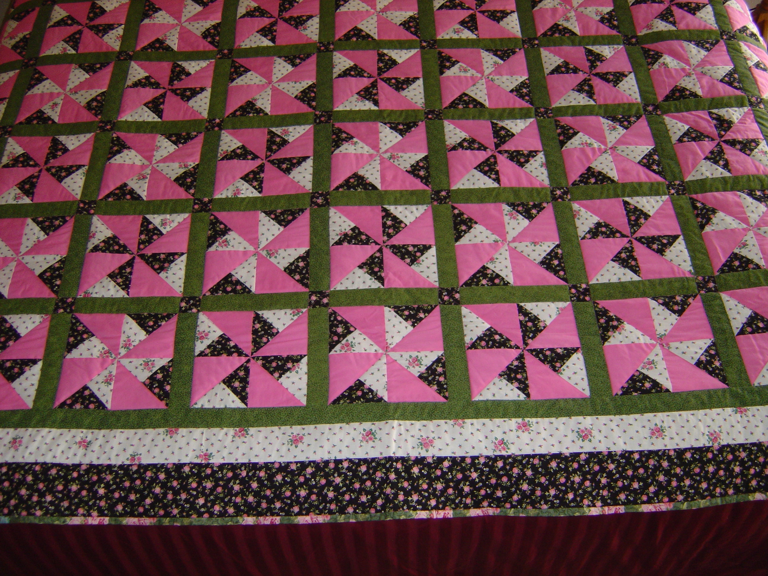 King Size Pink Pinwheel Quilt - Etsy UK