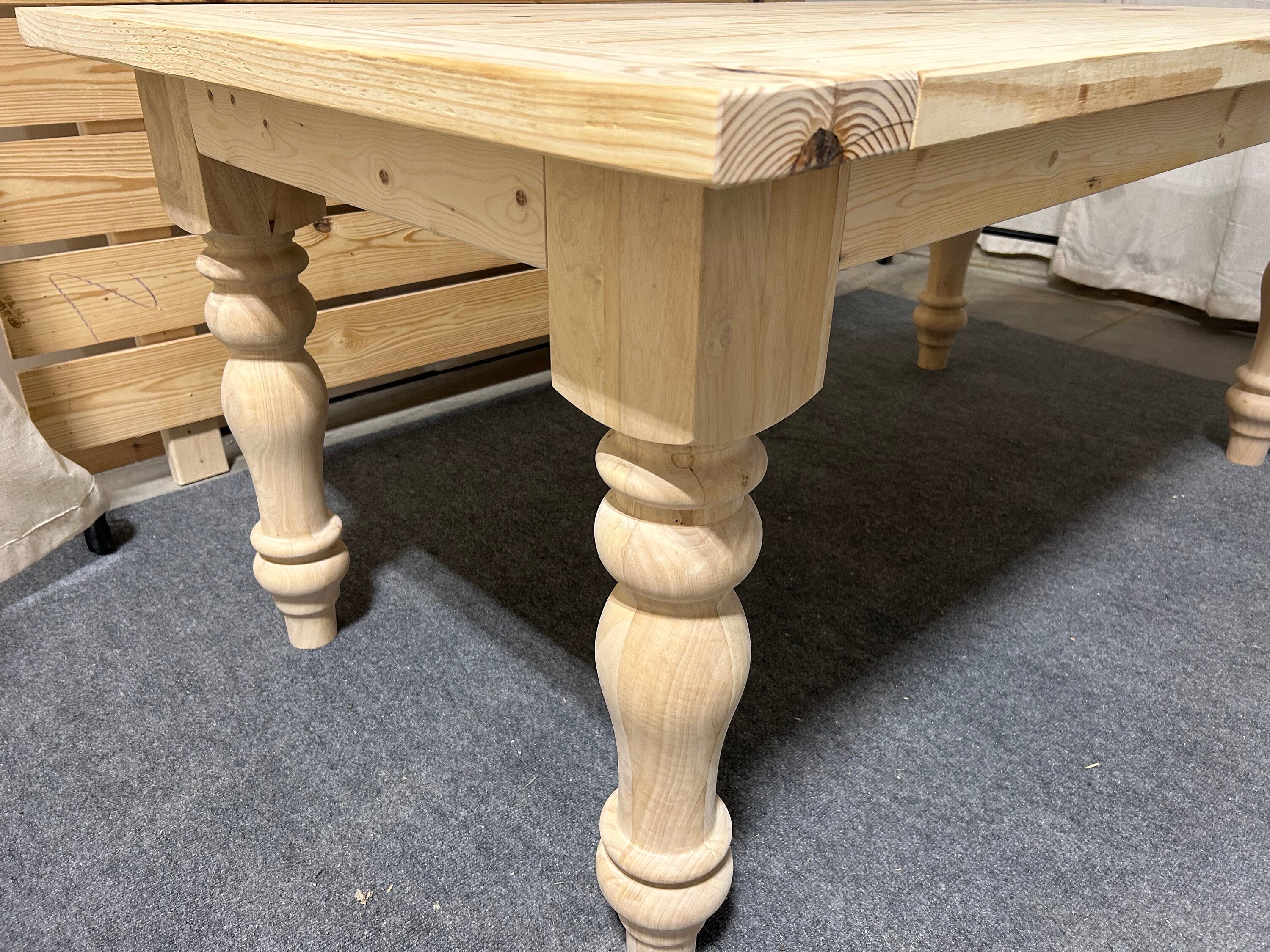 Customizable Chunky Turned Leg Dining Set Unfinished DIY Table ...