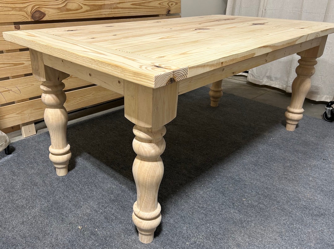 Customizable Chunky Turned Leg Dining Set Unfinished DIY Table ...