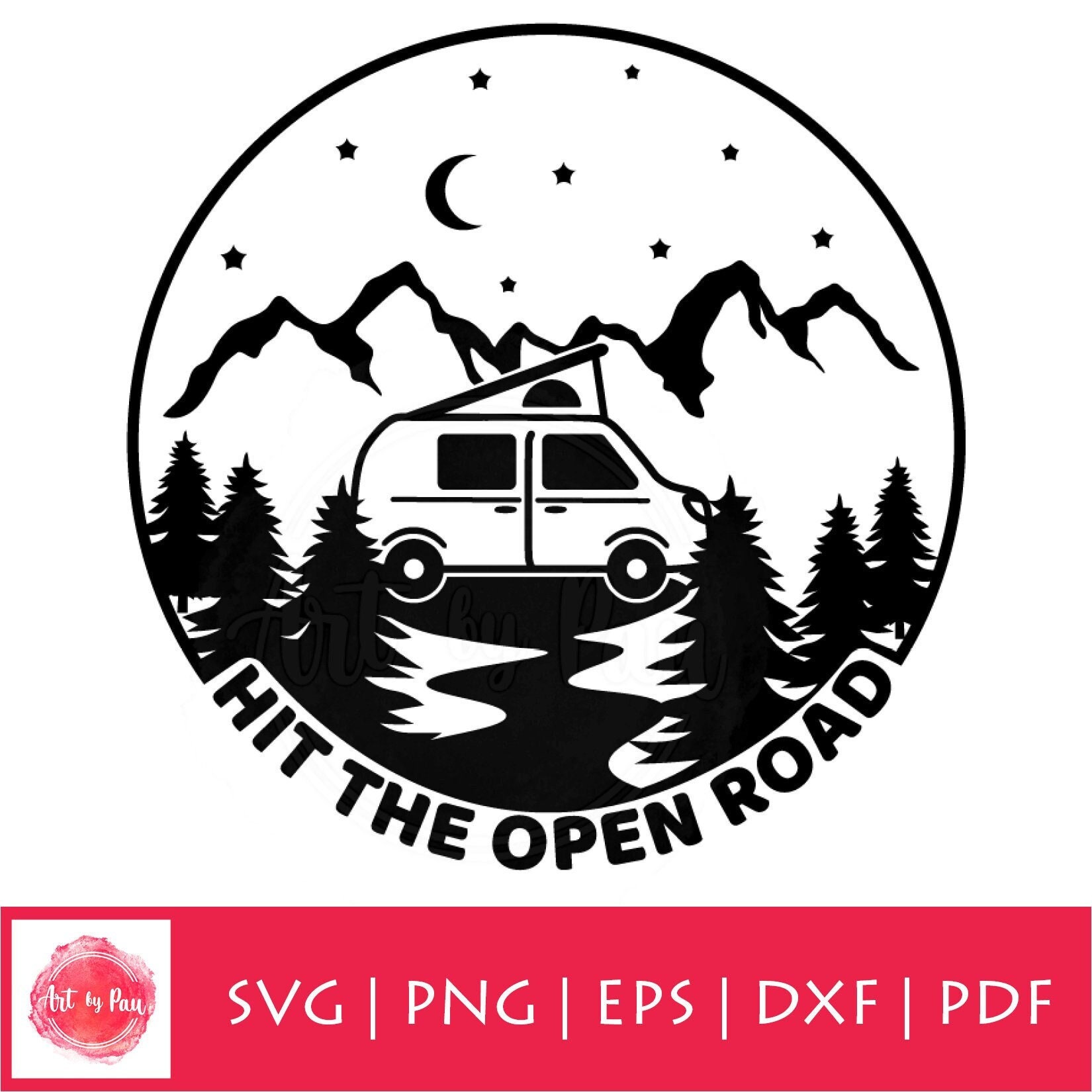 Golpea el Open Road Vanlife Camper van SVG PNG, Van Life cut file ...