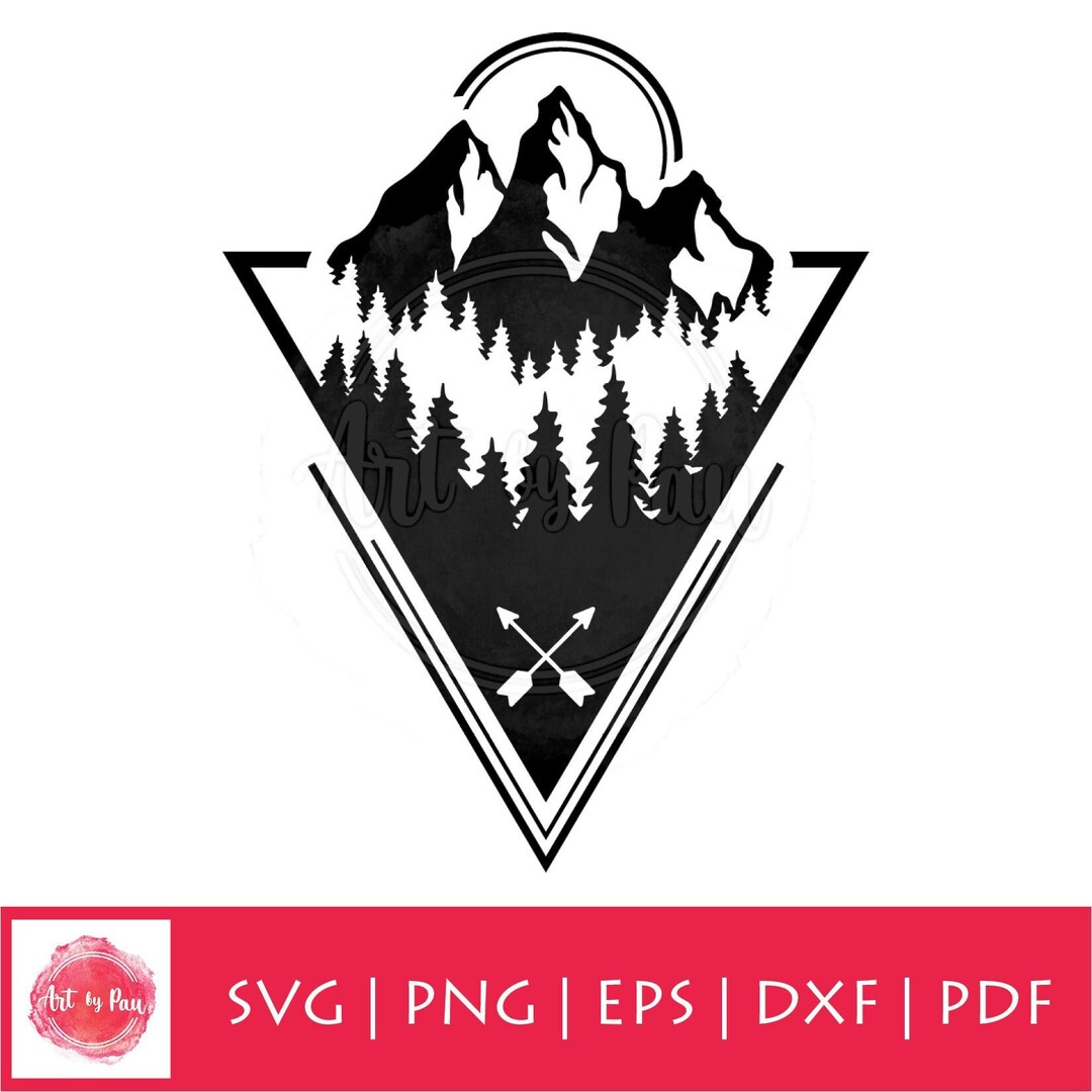 Berg SVG PNG bergen en pijnbomen SVG Boho berg gesneden bestand ...