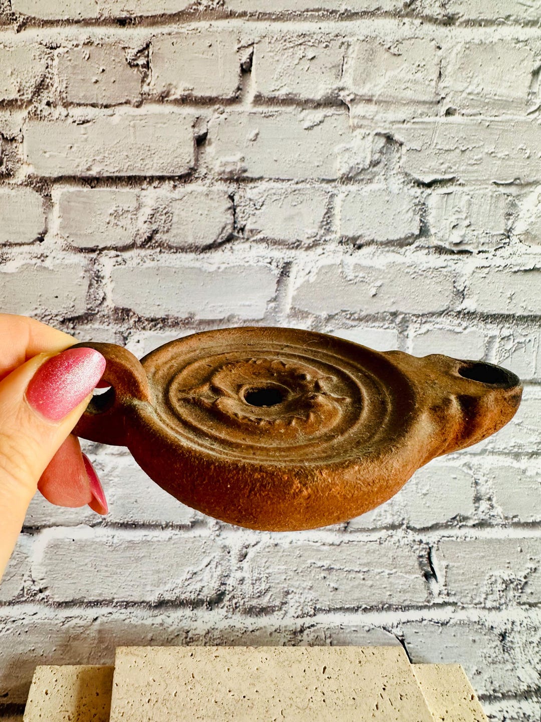 Roman Style Terracotta Oil Lamp With Discus Motif of Two Inscribed ...