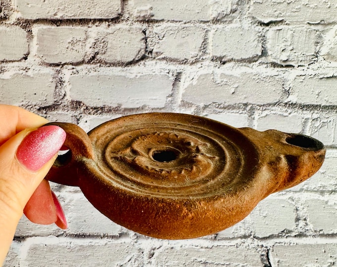 Roman Style Terracotta Oil Lamp With Discus Motif of Two Inscribed ...
