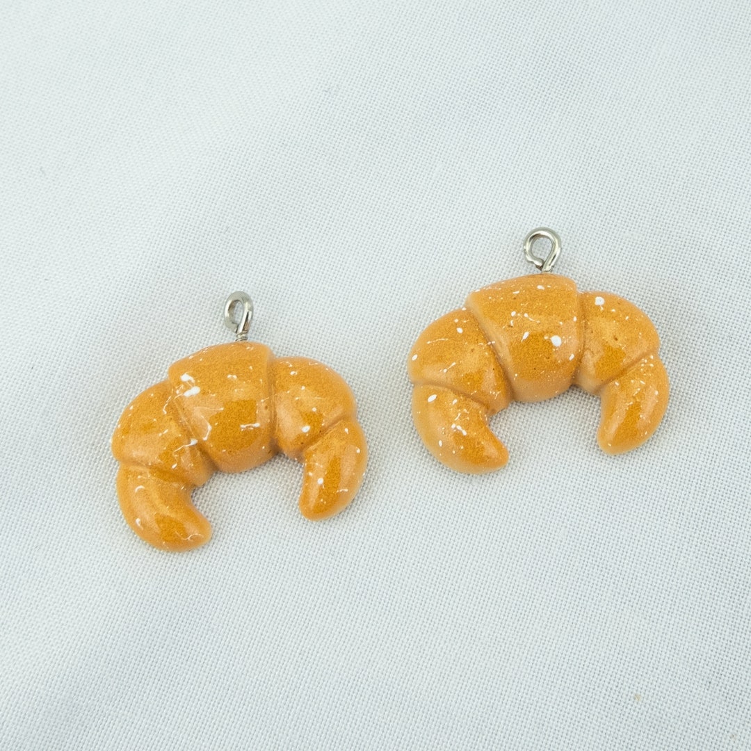 2 Resin Croissant Charms, Croissant Pendant, Cute Pendants, Craft ...