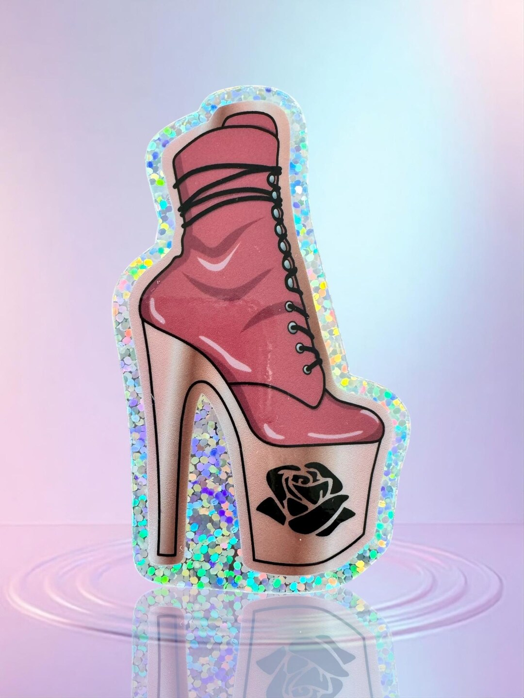 Pink Glitter Boot Sticker - Etsy