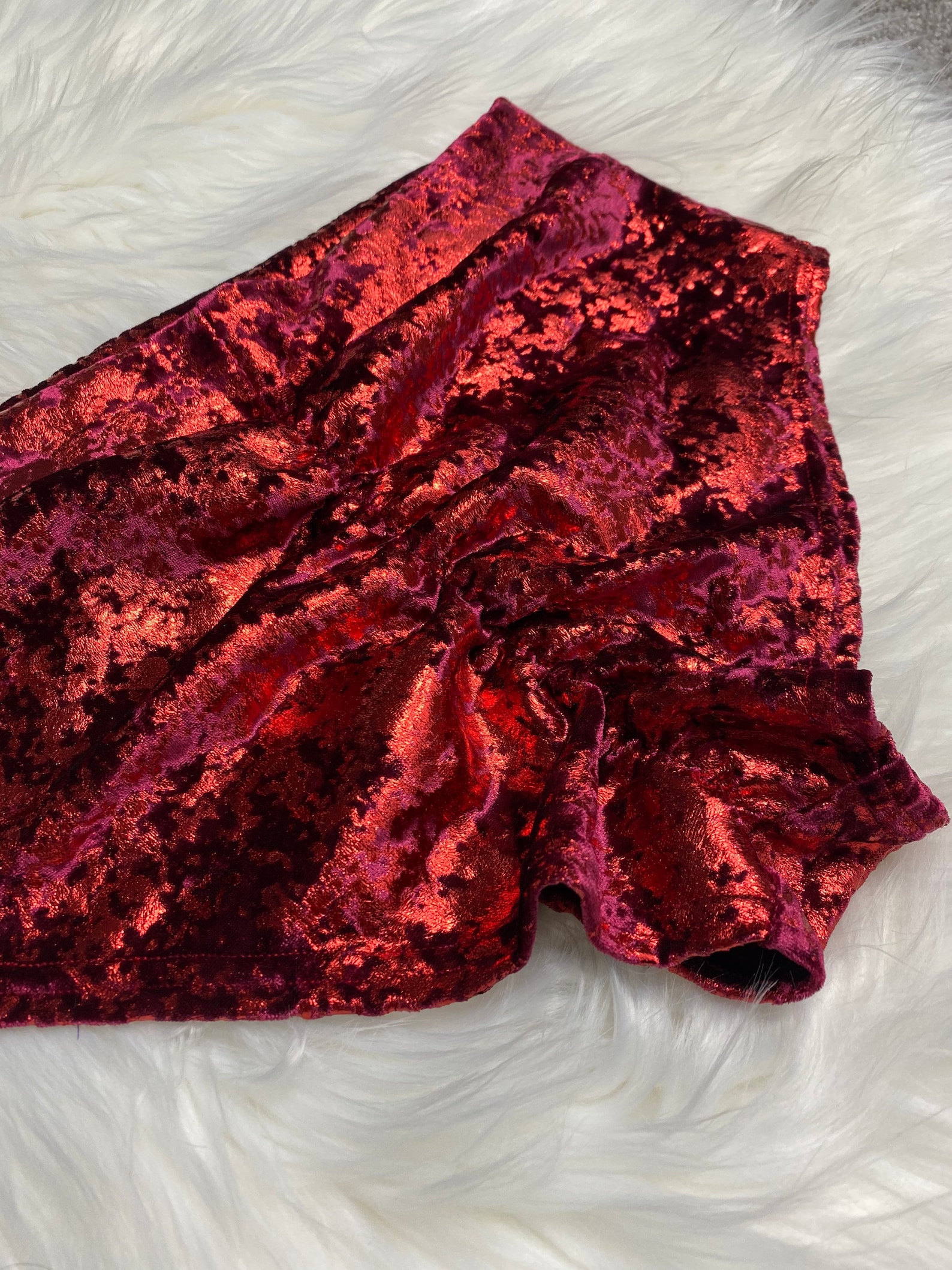 High Waisted Metallic Velvet Shorts | Etsy