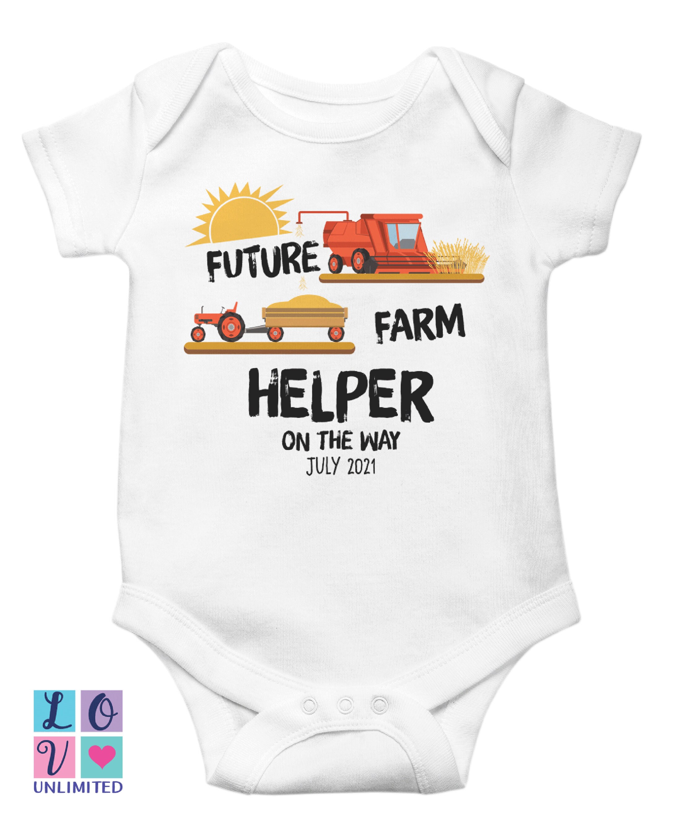 Farm help pregnancy reveal baby Onesie® Farm baby clothes | Etsy
