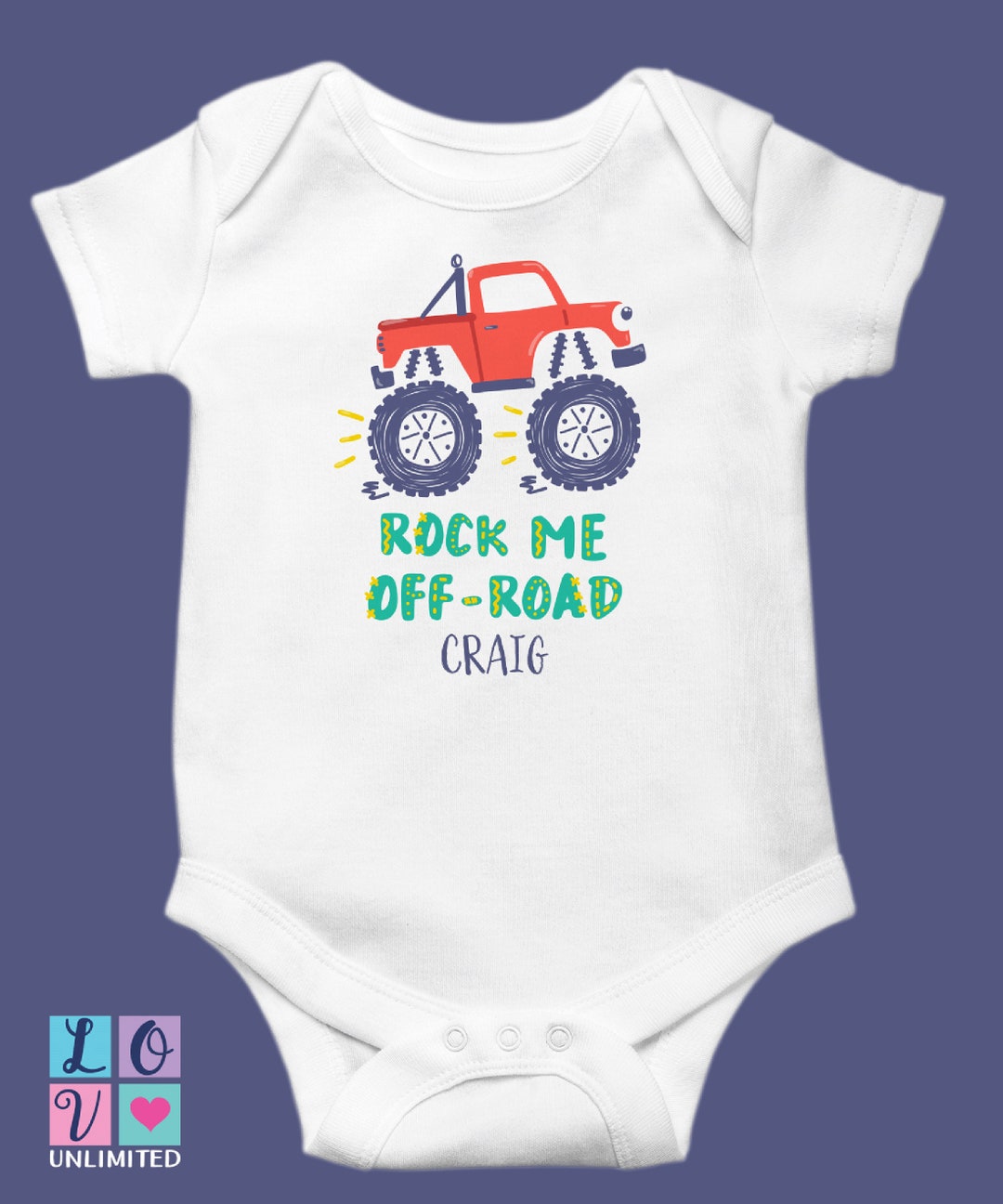 Off Road Truck Onesie®, Oversized Tires Truck Onesie® Demolition Derby ...