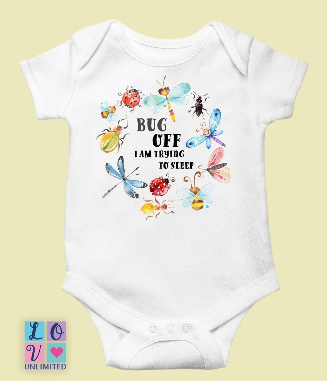 Bug off Baby Onesie®, A Funny Baby Bodysuit With Watercolor Bugs, Baby ...