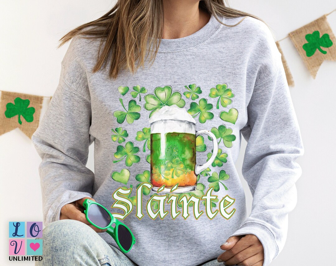 Slainte Shamrock Irish Drinking Sweatshirt, Women Irish Sweatshirt, St Patrick Day Sweatshirt ...