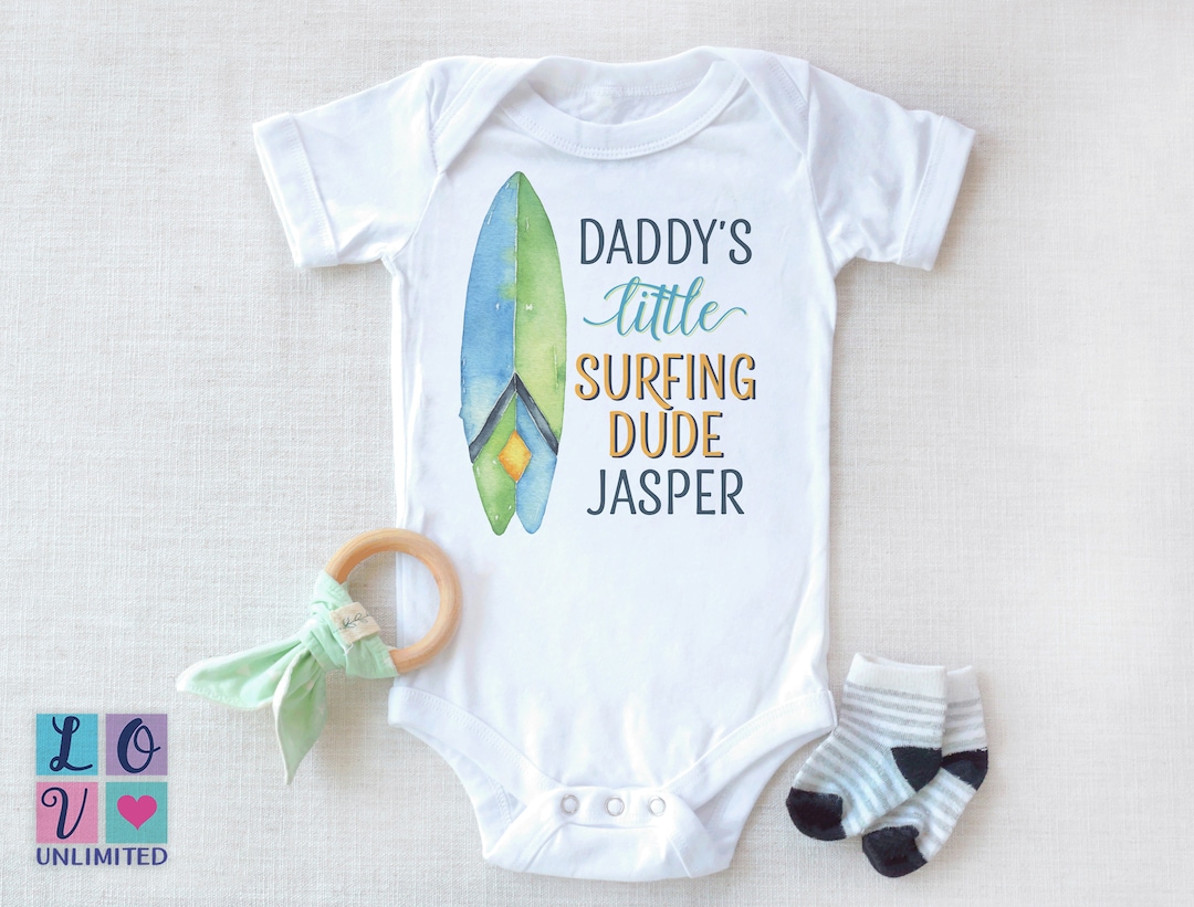 Surf Onesie®, Surfer Dude Baby Boy Bodysuit, Personalized Surf Baby ...