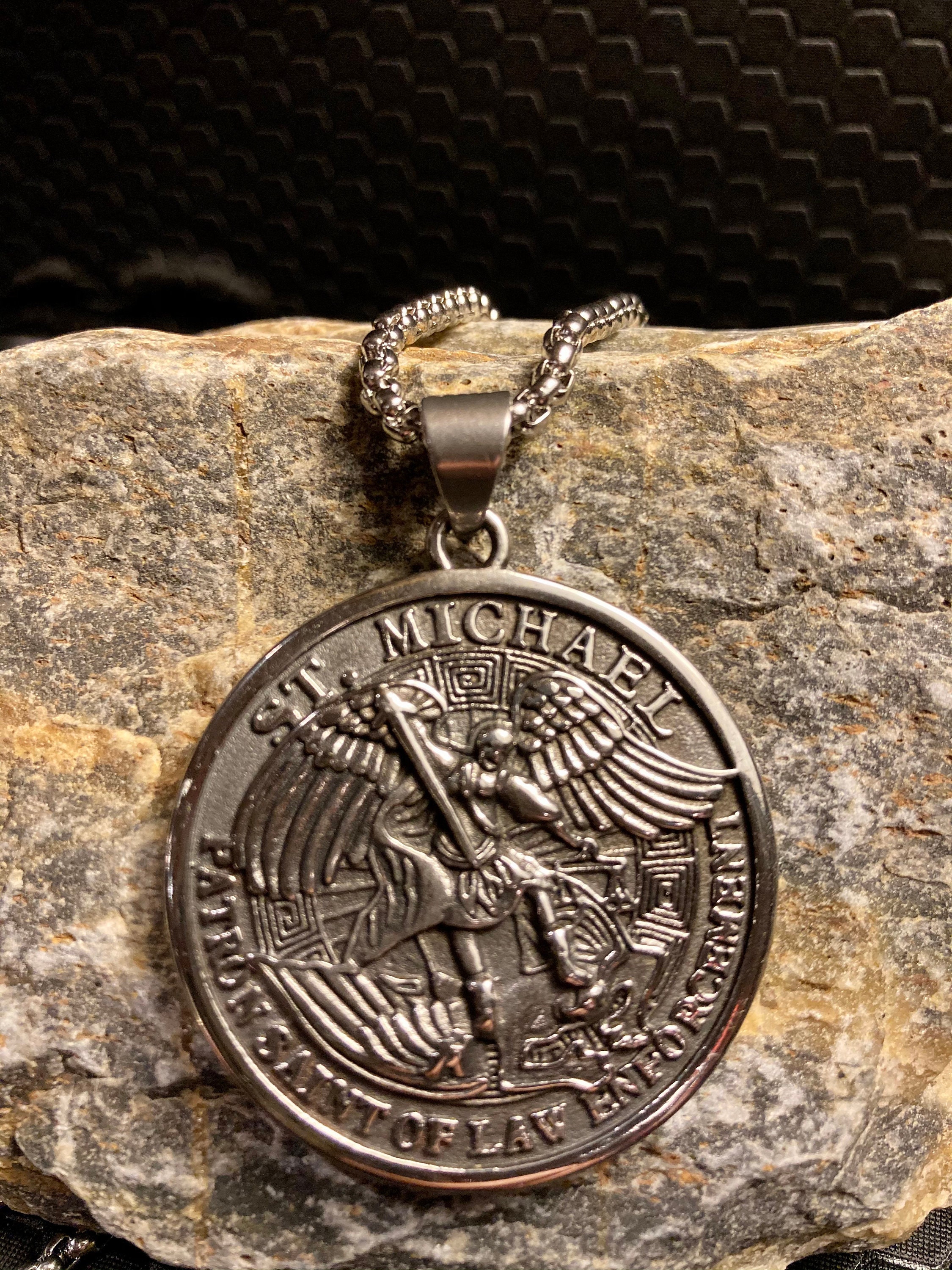 Archangel Protection Pendant for Men/ Stainless Steel St - Etsy Canada