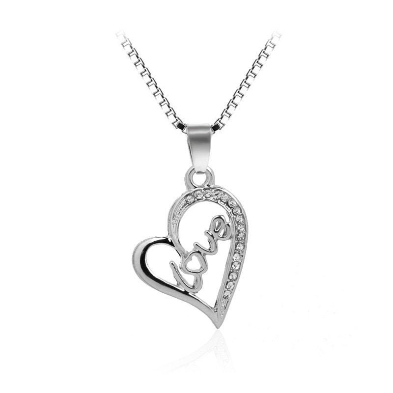 Silver Tone Love Heart Pendant With Rhinestones Fashion Alloy - Etsy