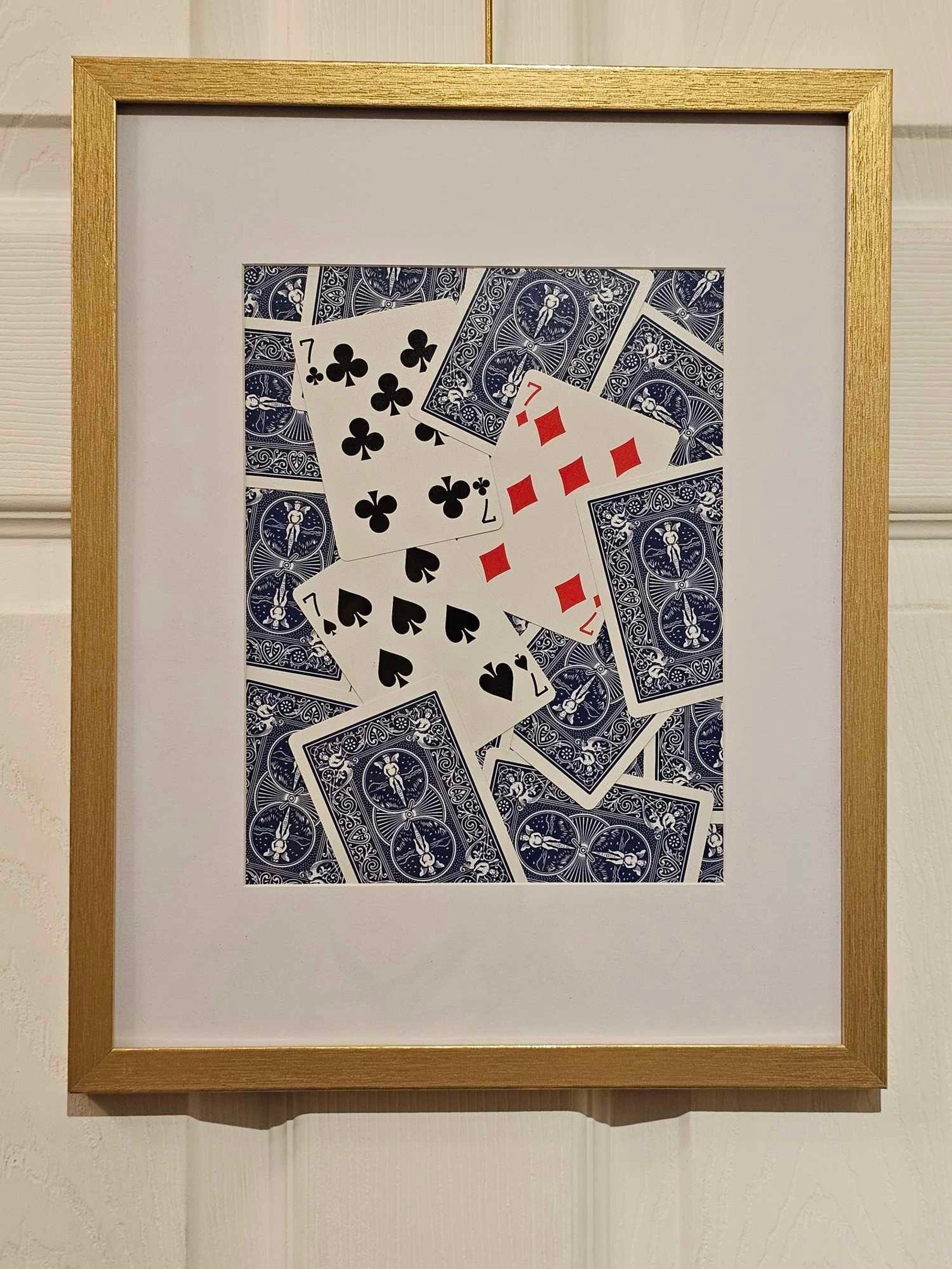 Playing Card Handmade 3D Wall Art Decor Gold Frame Blue Bicycle Poker ...