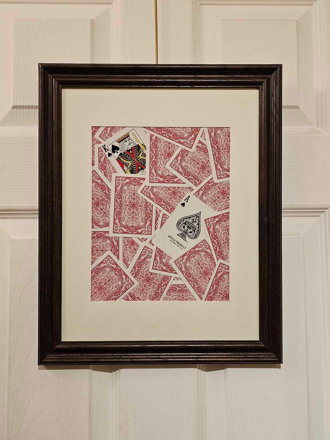 Playing Card Handmade 3D Wall Art Decor Wood Frame Red Hoyle Poker ...