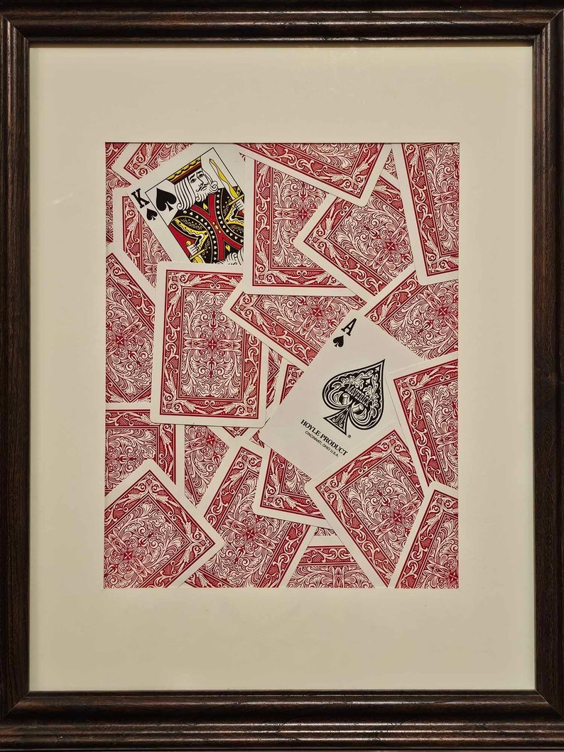 Playing Card Handmade 3D Wall Art Decor Wood Frame Red Hoyle Poker ...