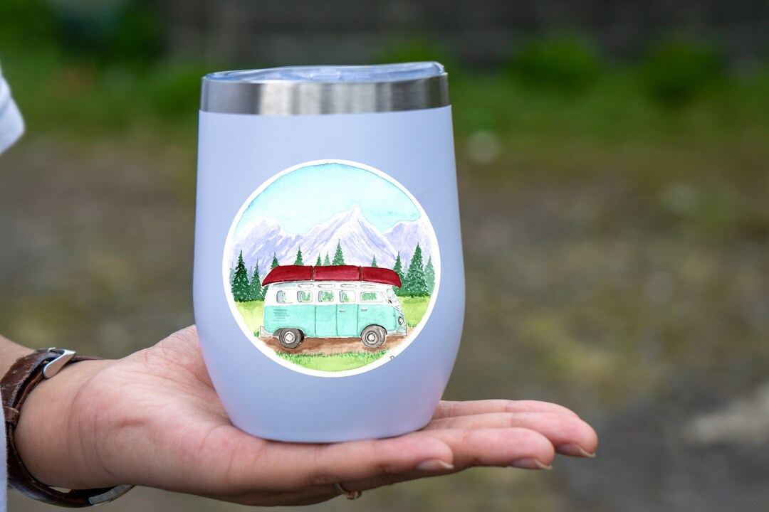Vintage Teal Bus Adventure Vinyl Sticker, Laptop, Cell Phone ...