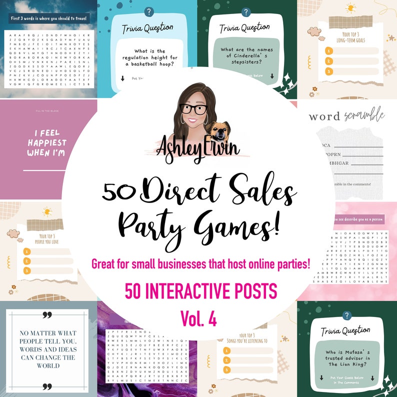 Vol. 4 Direct Sales Party Games, Facebook Engagement Posts, Social ...