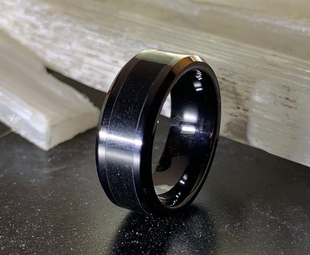 Shungite Inlay Ring - Etsy