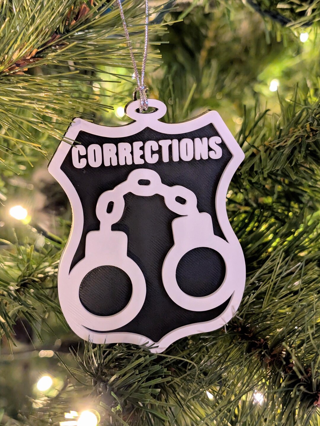 Corrections Officer Ornament 3D Printed Holiday Badge Style Handcuff ...