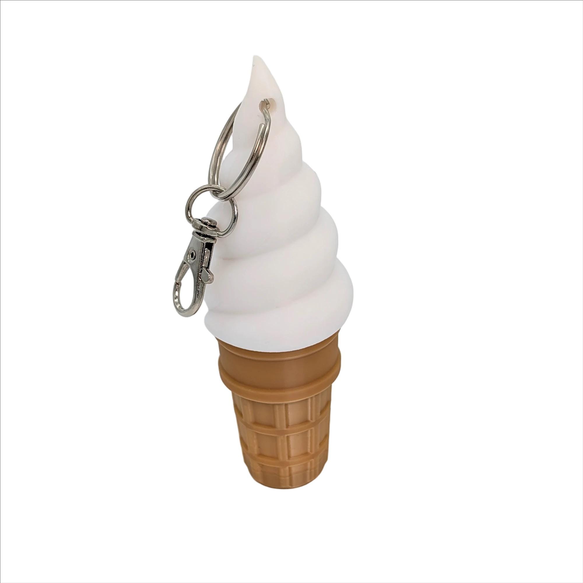 Ice Cream Cone Lip Balm Holder Keychain – 3D Printed Chapstick Holder ...