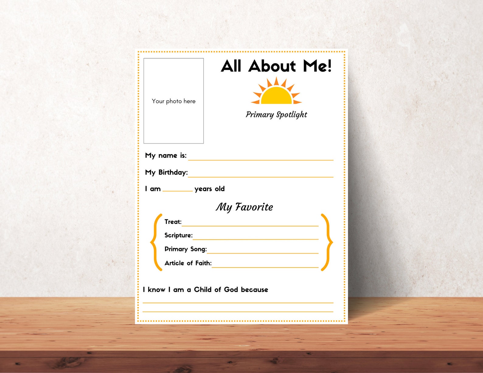 Primary 'all About Me' Spotlight - Etsy