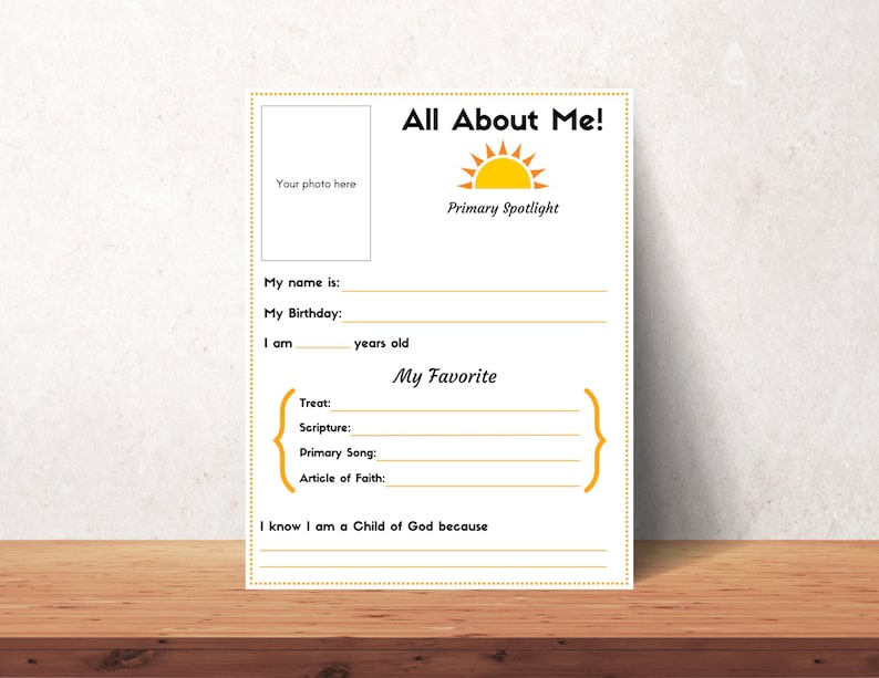 Primary 'all About Me' Spotlight - Etsy