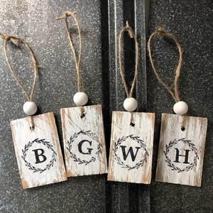 Stocking Name Tags, Beaded, Wooden, Custom Personalized, Modern ...