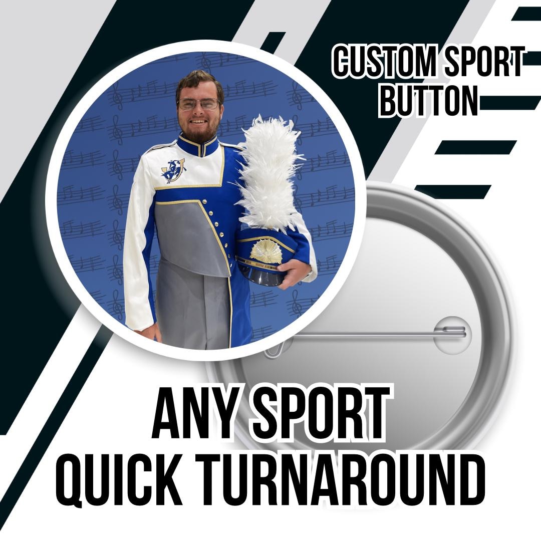 Custom Sports Button, Marching Band Button, Senior Button, Band Gear ...