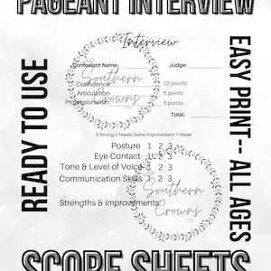 Pageant Interview Score Sheet, Ready to Print Score Sheet, All Age ...