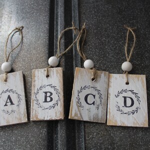 Stocking Name Tags, Beaded, Wooden, Custom Personalized, Modern ...