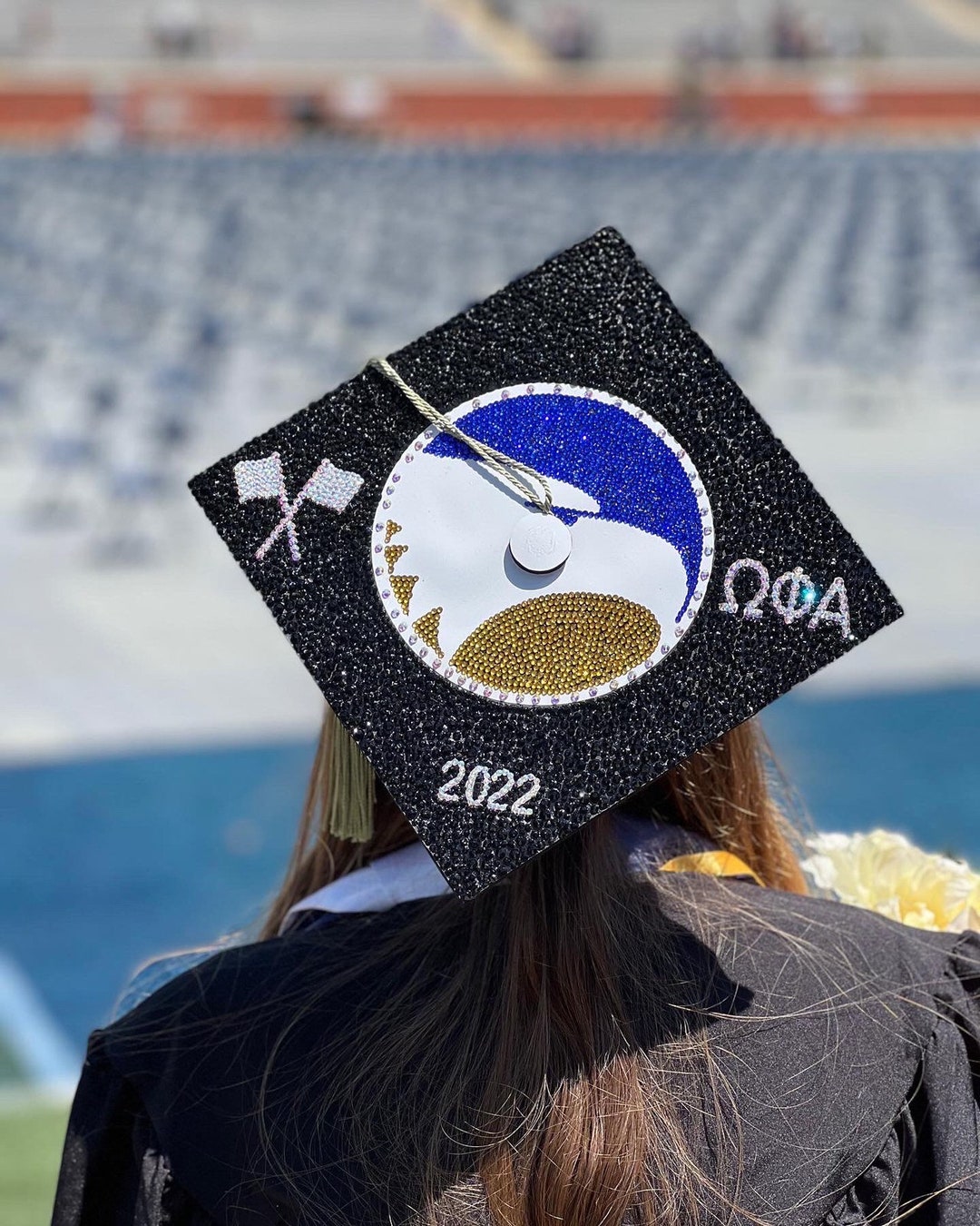 Custom Rhinestone Graduation Cap Topper, Rhinestone Grad Cap, High ...