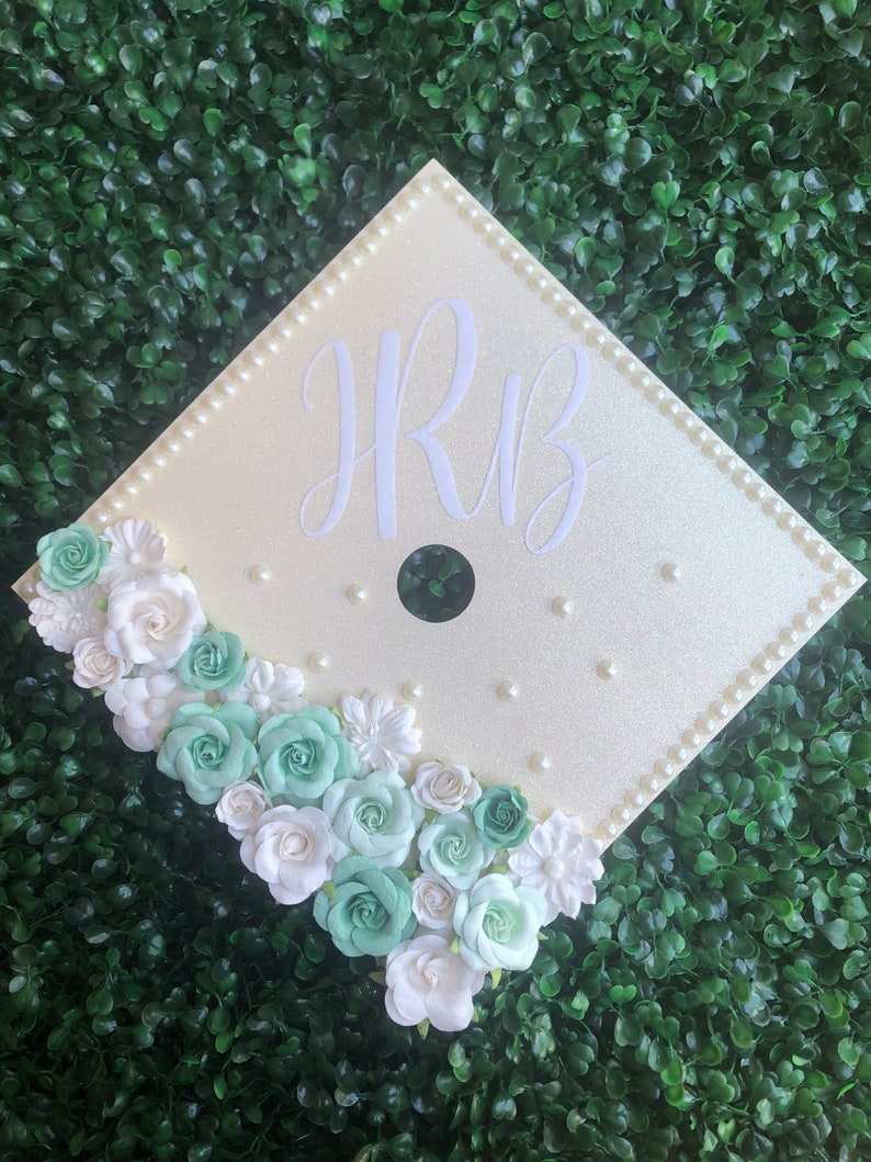 Custom Graduation Cap Topper, Floral Grad Cap, High School Grad Cap ...