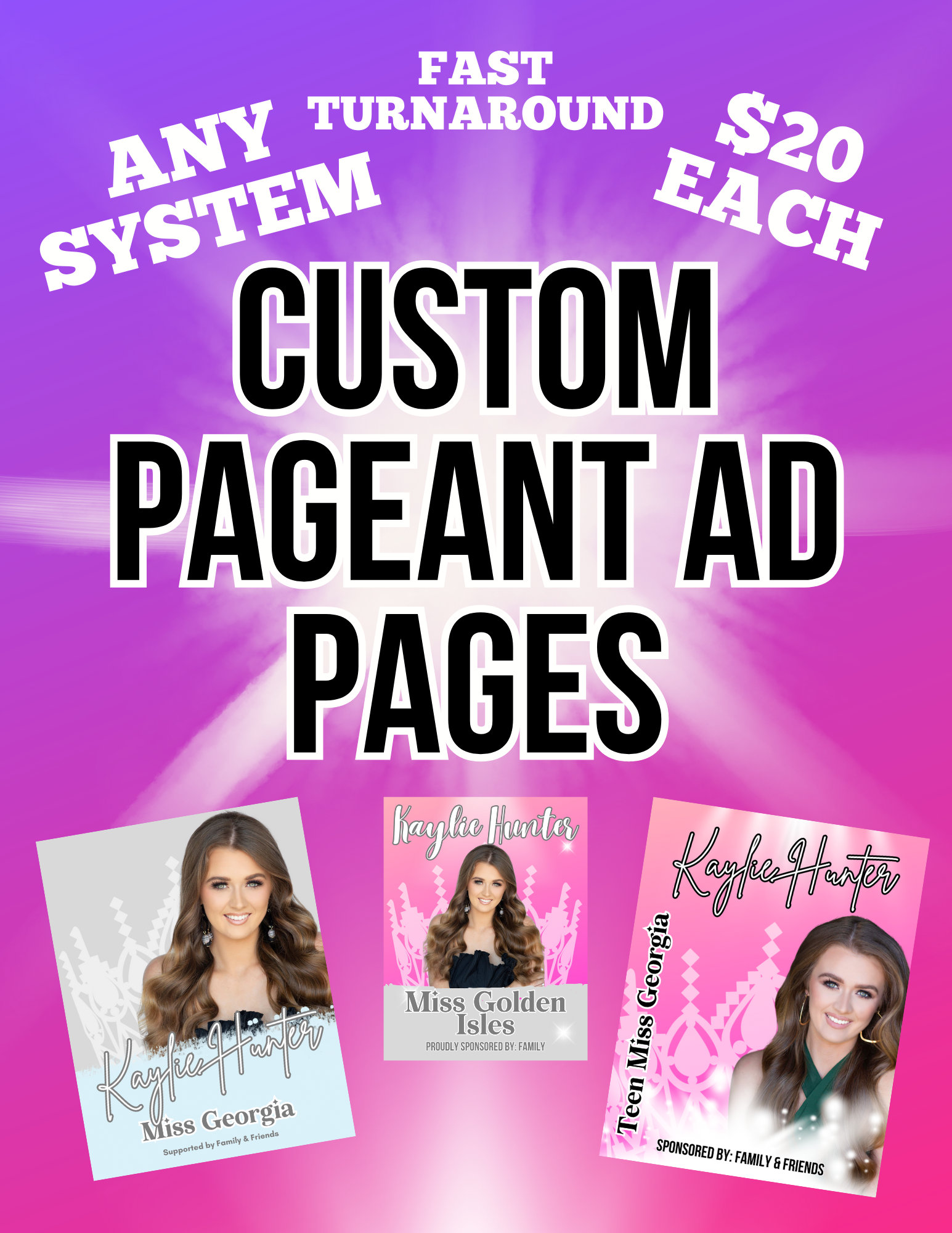 Custom Pageant Ad Pages, Pageant Program Book Page, Pageant Ad ...