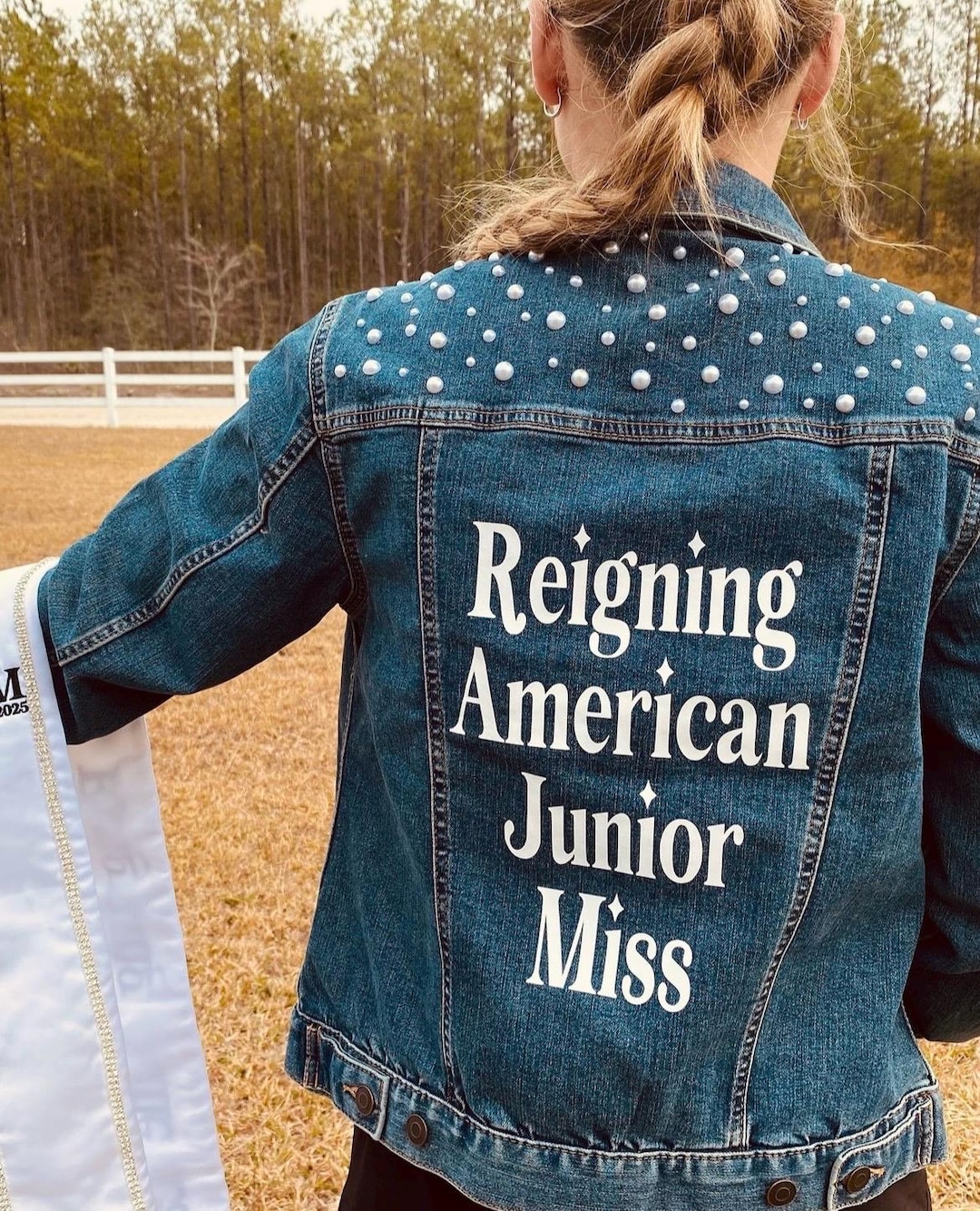 RAM Pageant Queen Titleholder Jean Jacket, Pageant Jacket, Pearl Jacket ...
