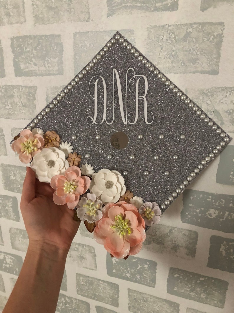 Custom Graduation Cap Topper, Floral Grad Cap, High School Grad Cap ...