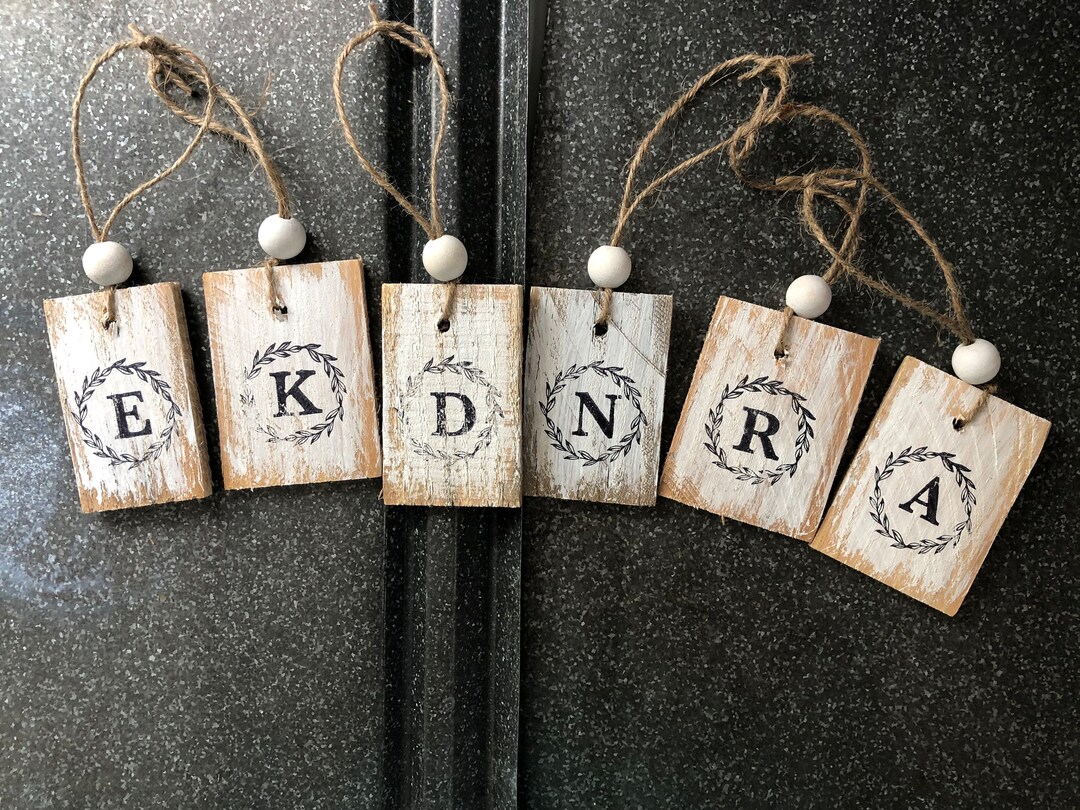 Stocking Name Tags, Beaded, Wooden, Custom Personalized, Modern ...