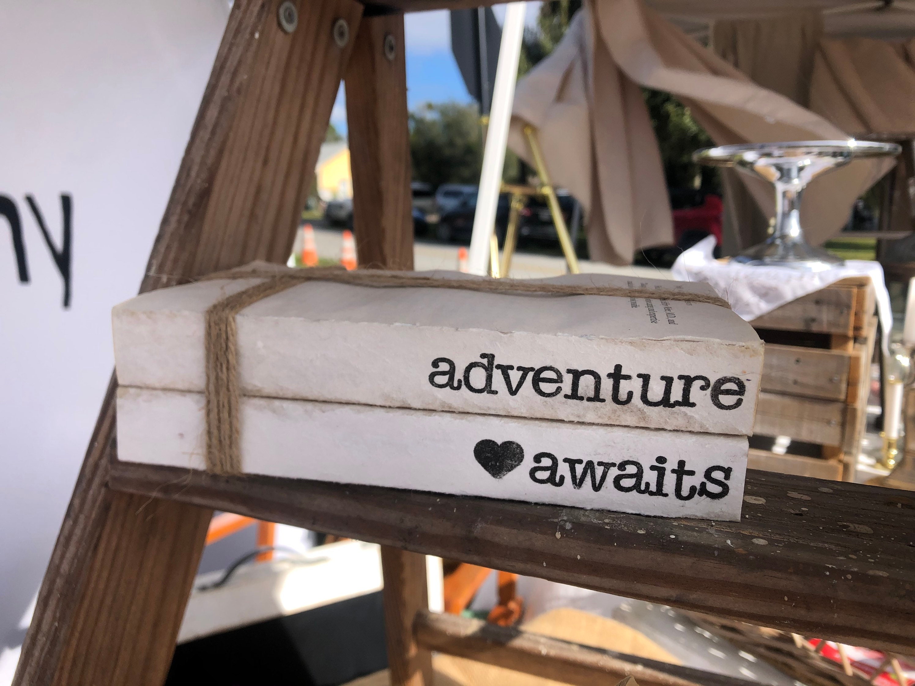 Adventure Awaits Hand Stamped Farmhouse Decor Rustic Book Stack - Etsy