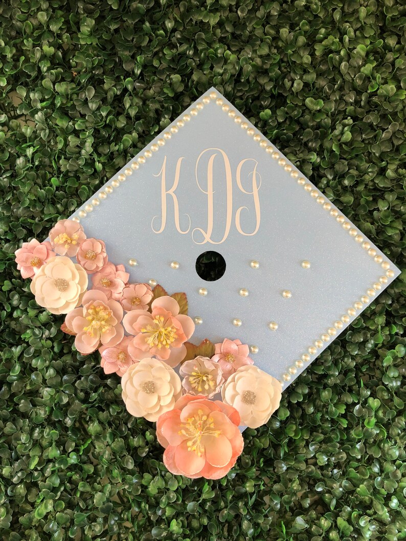 Custom Graduation Cap Topper, Floral Grad Cap, High School Grad Cap ...