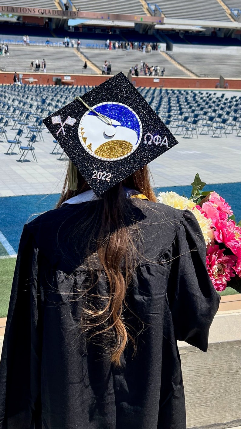 Custom Rhinestone Graduation Cap Topper Floral Grad Cap High - Etsy