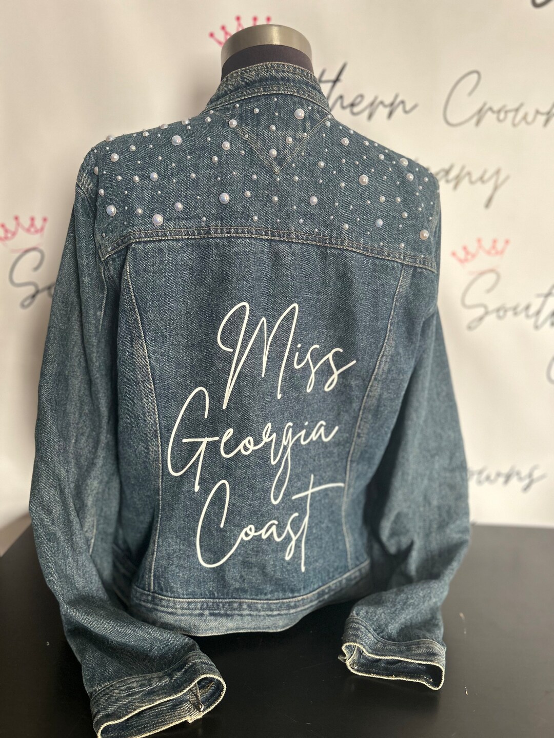 Pageant Queen Titleholder Jean Jacket, Pageant Jacket, Pearl Jacket ...