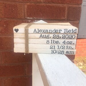 Hand Stamped Book Stack Birth Announcement//farmhouse Style Rustic ...
