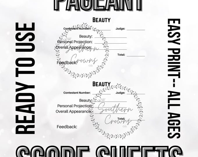 Pageant Score Sheet, Ready to Print Score Sheet, All Age Beauty Score ...