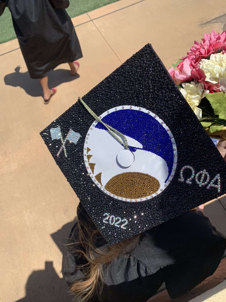 Custom Rhinestone Graduation Cap Topper Floral Grad Cap High - Etsy