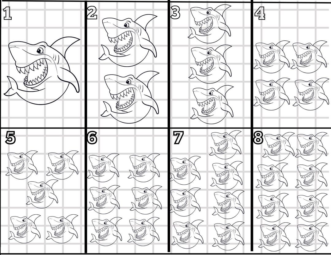 Shark Counting Flash Cards Printable - Etsy