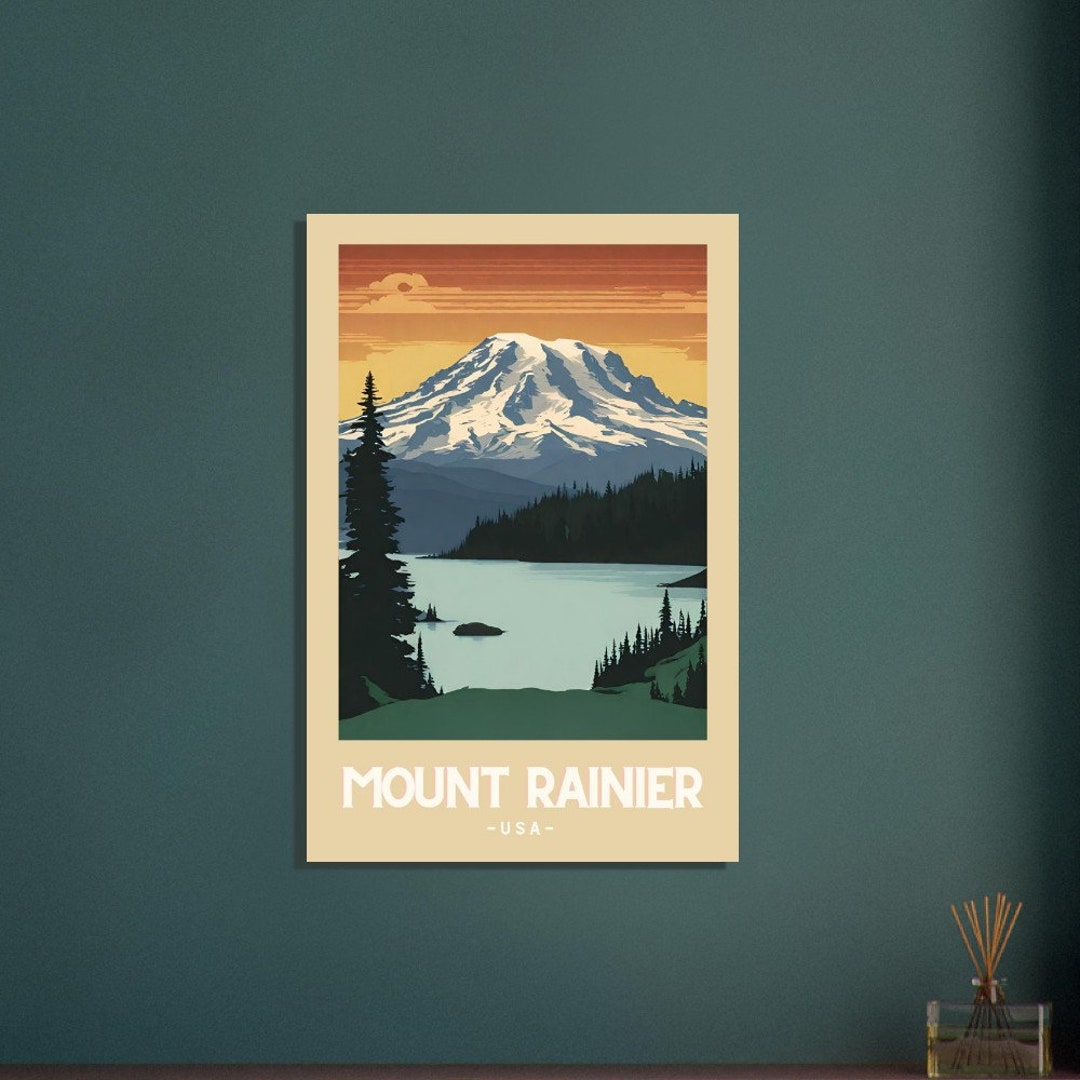 Mount Rainier Mount Rainier Art Mount Rainier Poster Mount - Etsy
