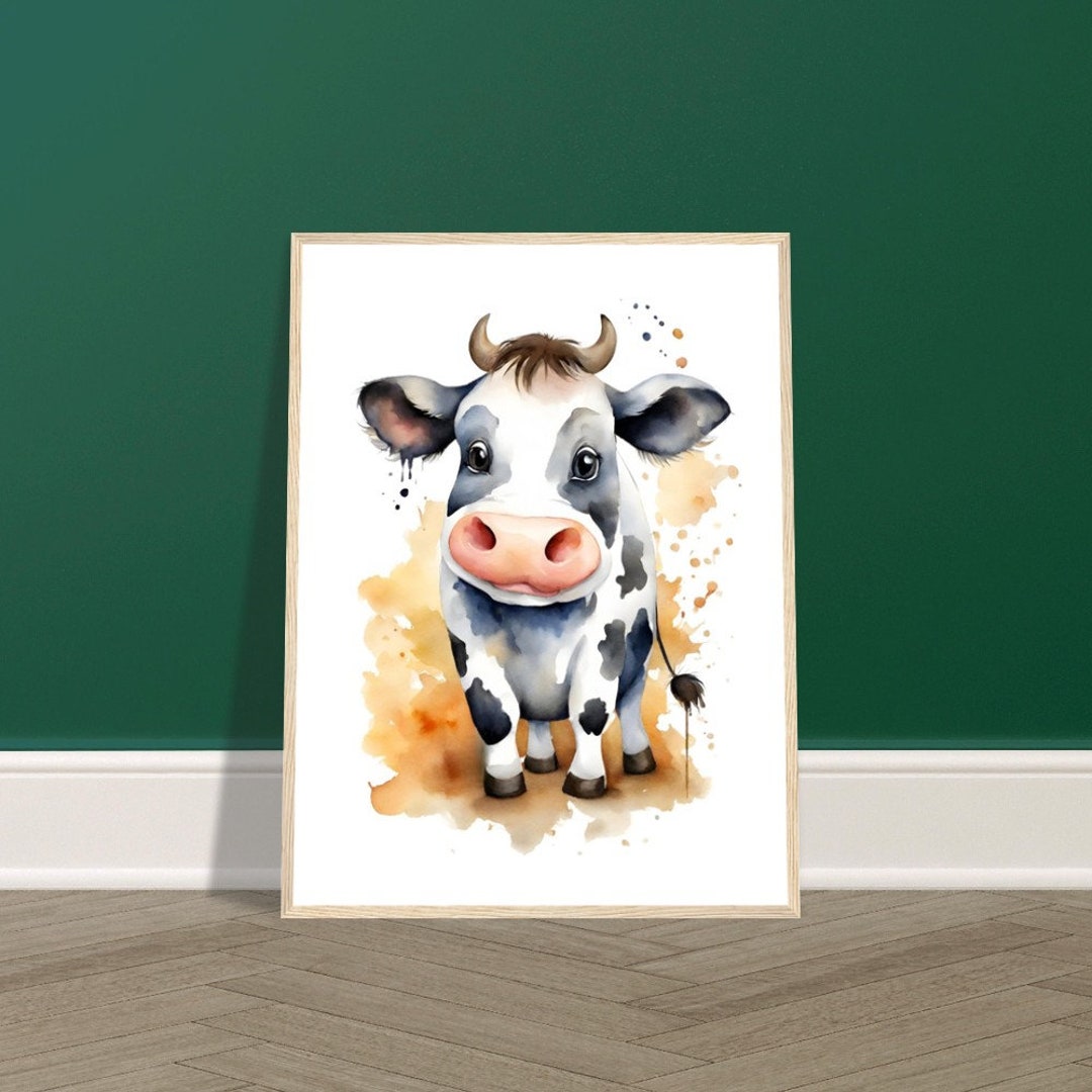 Childrens Wall Decor, Cow, Cow Art, Cow Poster, Cow Watercolor, Cow ...