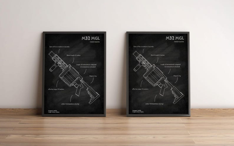 US Army M32 MGL Granatwerfer blueprint Poster Wanddeko - Etsy.de