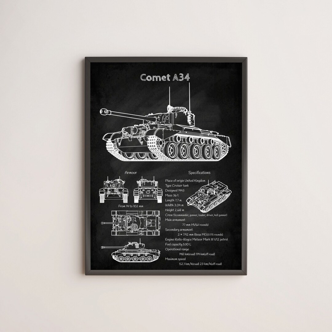 UK Comet A34 Tank WW2 Blueprint Poster Wall Art - Etsy