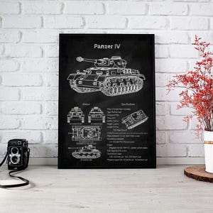 Panzer IV Blueprint Poster | WWII German Tank Wall Art for Military ...